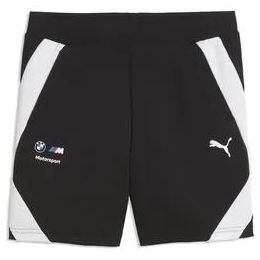 Sporthose Puma "BMW M MOTORSPORT Sportswear Shorts Jugendliche", M&auml;dchen, Gr. 140, Normalgr&ouml;&szlig;en, schwarz, Obermaterial: 68% Baumwolle, 32% Polyester. Einsatz: 72% Baumwolle, 28% Polyester. Vorderer Einsatz: 72% Baumwolle, 28% Polyester. Seitentasche &ndash; Oben: 100% Baumwolle. Seitentasche &ndash; Unten: 68% Baumwolle, 32% Polyester, regular fit, Hosen Sporthose