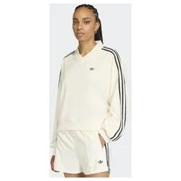 Poloshirt Adidas ORIGINALS "TERRY TOWEL V NECK LONG SLEEVES", Damen, Gr. M, sanftes wei&szlig;, Obermaterial: 75% Baumwolle, 25% Polyester, normal, V-Ausschnitt, Shirts