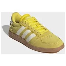 Sneaker Adidas SPORTSWEAR "BREAKNET SLEEK", Damen, Gr. 40, gelb, sanftes wei&szlig;, gum10, Leder, Synthetik, Schuhe Sneaker