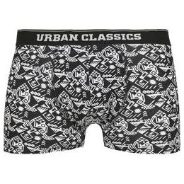 Boxershorts Urban Classics "Urban Classics Herren Organic Boxer Shorts 2-Pack", Damen, Gr. 3XL, 1 Stk., detail aop schwarz, 95% Baumwolle (Bio), 5% Elasthan, Unterhosen