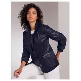 Lederblazer Mainpol "Lammnappa-Lederblazer", Damen, Gr. 46, marine, 100% Lammnappaleder, Blazer
