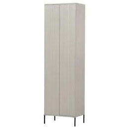 Garderobenschrank Woood "New Gravure, Mehrzweckschrank mit 5 F&auml;chern", staub, B:60cm H:210cm T:42cm, Holz teilmassiv, Schr&auml;nke, Garderobenschrank Hochschrank Dielenschrank, Gravure New Hochschrank von Woood mit Stauraum, Stil und Push-to-Open