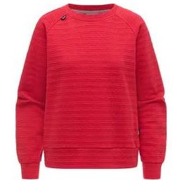 Rundhalspullover Ragwear "Joann Crepe", Damen, Gr. S (36), rot, Material: 65% Baumwolle, 27% Polyester, 6% Viskose, 2% Elasthan, l&auml;ssig geschnitten h&uuml;ftlang, Rundhals, &Auml;rmel ohne &Auml;rmelschlitz B&uuml;ndchen, Pullover Rundhalspullover, Leichter Pullover mit gestreifter Pr&auml;gung