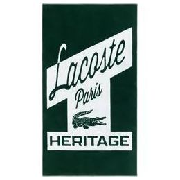 Strandtuch Lacoste "LRETRO", vert, B:90cm L:160cm, Frottier, Baumwolle, Handt&uuml;cher, mit Label-Applikationen