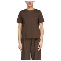 Kurzarmshirt comma, Damen, Gr. 40, braun, Single Jersey, Obermaterial: 100% Baumwolle, unifarben, l&auml;ssig geschnitten h&uuml;ftbedeckend, Rundhals, abgesteppte Kante, Shirts, Sommershirt - unifarben