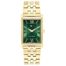 Quarzuhr Tommy Hilfiger "Ben", goldfarben, gr&uuml;n, Armbanduhren, Herren, Quarzuhr, Armbanduhr, Herrenuhr, Edelstahlarmband, analog