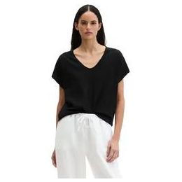 Marc O'Polo T-Shirt MARC O'POLO "aus Slub-Jersey", Damen, Gr. L, schwarz, Obermaterial: 100% Baumwolle, unifarben, Basic, loose fit, V-Ausschnitt, normaler Saum, Shirts T-Shirt
