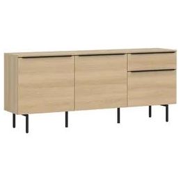 Sideboard Tom Tailor HOME, light oak, B:165cm H:56cm T:42cm, Holzwerkstoff, Melamin, Spanplatte, Sideboards, Sideboard, Lowboard, Breite 165 cm,3 T&uuml;ren,1 Schublade, viel Stauraum