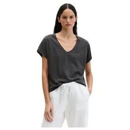Marc O'Polo T-Shirt MARC O'POLO "aus Slub-Jersey", Damen, Gr. M, oxide grau, Obermaterial: 100% Baumwolle, unifarben, Basic, loose fit, V-Ausschnitt, normaler Saum, Shirts T-Shirt
