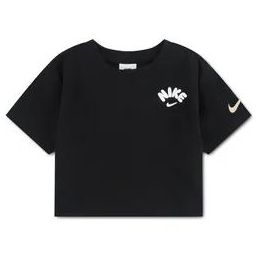 T-Shirt Nike SPORTSWEAR "NKG BOLD PLAY BOXY TEE", M&auml;dchen, Gr. 116, schwarz, Obermaterial: 60% Baumwolle, 40% Polyester, Shirts T-Shirt, Mit gro&szlig;em R&uuml;ckendruck