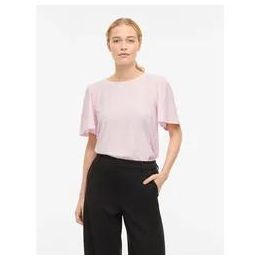 Rundhalsshirt Vila "VIBELLI O-NECK S/S TOP - NOOS", Damen, Gr. XXL, cherry blossom, Jersey, Obermaterial: 95% Polyester, 5% Elasthan, unifarben, regular fit normal, Rundhals, Shirts Rundhalsshirt