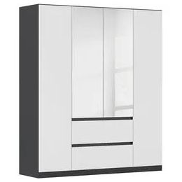 Dreht&uuml;renschrank Rauch "Schrank Garderobe MAINZ Breiten 91/136/181/226/271/315/360, H&ouml;he 210cm", graumetallic, alpinwei&szlig;, B:181cm H:210cm T:54cm, Holzwerkstoff, Schr&auml;nke, Dreht&uuml;renschrank, grifflose Front, Au&szlig;ent&uuml;ren mit Push-to-Open Funktion MADE IN GERMANY