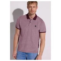 Poloshirt Street One MEN, Herren, Gr. S (38), burnt crimson rot, Web, 100% Baumwolle, unifarben, comfort fit normal, hoch geschlossener Ausschnitt, normaler Saum, Shirts, mit Farbakzenten