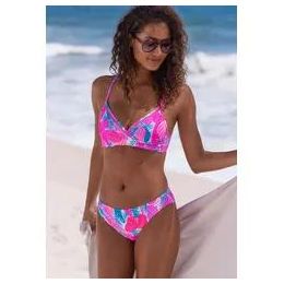 Bikini-Hose Sunseeker "Butterfly", Damen, Gr. 38, N-Gr, pink, blau bedruckt, Obermaterial: 84% Polyamid, 16% Elasthan. Futter: 92% Polyester, 8% Elasthan, bedruckt, Badehosen Bikini-Hose, mit Schmetterling-Design