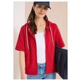 Sweatjacke Cecil, Damen, Gr. XXL (46), glazed apple rot, Sweatware, 100% Baumwolle, unifarben, comfort fit normal, ohne Ausschnitt, B&uuml;ndchen, Sweatjacken Sweatjacke, aus reiner Baumwolle