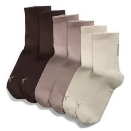 Socken Puma "Puma Kurze Socken (3er-Pack) Erwachsene", Damen, Gr. 35/38, beige combo, 64% Baumwolle, 22% Polyester, 11% Polyamid, 3% Elasthan, 1% Metallic Fibre, Socken Socken