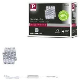 Paulmann LED-Streifen "MaxLED 500 LED Strip Neutralwei&szlig; Basisset", silber (silberfarben), Dioden 96 Stk., Gesamtl&auml;nge 1,5m, Lichterketten, LED-Streifen