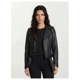 Lederjacke Trueprodigy "Laura G&uuml;rtel, Reverskragen und asymmetrischer Rei&szlig;verschluss", Damen, Gr. S, schwarz, Obermaterial: 100% Schafsleder sheepskin., slim fit, Jacken