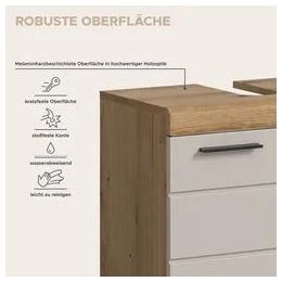 Badm&ouml;bel-Set Welltime "Siena, 4 teilig, bestehend aus:", evoke oak nachbildung, kaschmir matt, B:186cm H:191cm, Holzwerkstoff, MDF, Kastenm&ouml;bel-Sets, Badm&ouml;bel-Set