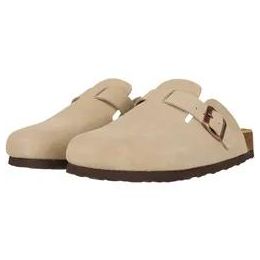 Sandale NOU "Corwin Leather Cork Clog V2", Damen, Gr. 39, timber wolf, Leder, Schuhe Sandale