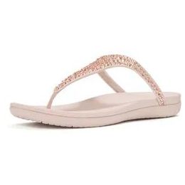 Zehentrenner fitflop "SOLAY MIXED-CRYSTAL TOE-POST SANDALS", Herren, Gr. 36, nude rose, Textil, Glitzer, Schuhe Zehentrenner, Dianette, Schlupfschuh, Sommerschuh mit edlem Glitter