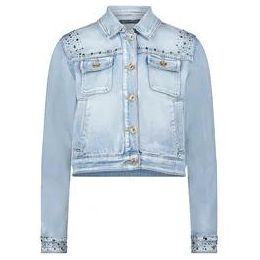 Jackenblazer Betty Barclay "Damen langarm", Damen, Gr. 46, light blau denim, Denim/Jeans, Obermaterial: 56% Baumwolle, 30% Viskose, 12% Polyester, 2% Elasthan, sehr schmal kurz, Blazer