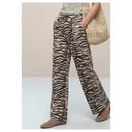Stoffhose Street One, Damen, Gr. 38, L&auml;nge 30, espresso braun, Web, Obermaterial: 85% Viskose, 15% Nylon, loose fit lang, Hosen Stoffhose, im Loose Fit mit Animal Print