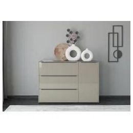 Sideboard "Reno", taupe matt lack, glas taupe glanz, B:137cm H:94cm T:42cm, Glas, Holzwerkstoff, SET ONE BY Musterring, Sideboards, Sideboard, Mit Gleitern und in verschiedenen Farben erh&auml;ltlich