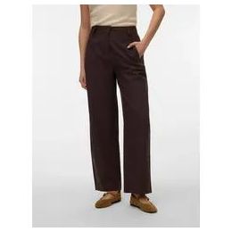 V&eacute;ro Moda Anzughose VERO MODA "VMSELMA HW BARREL PANTS WVN NOOS", Damen, Gr. XS, N-Gr, chocolate torte, Web, Obermaterial: 85% Baumwolle, 15% Leinen, unifarben, lang, Hosen Anzughose, Baumwollmischung, high waist, weite Beinform, mit Leinen