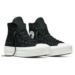 Sneaker Converse "CHUCK TAYLOR ALL STAR LIFT PLATFORM CROCHET", Herren, Gr. 41, schwarz, schwarz, vintage wei&szlig;, Synthetik, Schuhe Sneaker, f&uuml;r vielseitige Freizeitaktivit&auml;ten, mit Gummilaufsohle
