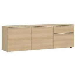Sideboard Tom Tailor HOME, light oak, B:165cm H:56cm T:42cm, Holzwerkstoff, Melamin, Spanplatte, Sideboards, Sideboard, Lowboard, Breite 165 cm,3 T&uuml;ren,1 Schublade, viel Stauraum