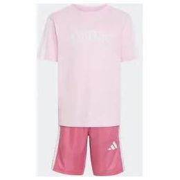 Trainingsanzug Adidas SPORTSWEAR "Adidas COLLEGIATE KIDS SET", Jungen, Gr. 116, clear pink, Obermaterial: 100% Baumwolle. Obermaterial Hose: 100% Polyester, Sportanz&uuml;ge Trainingsanzug