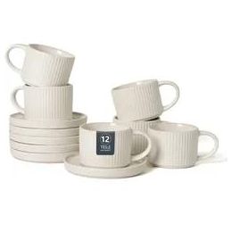 Espressotasse OTTO HOME "Ylvii, 12er Set, bestehend aus 6 Tassen + 6 Untertassen", reactive wei&szlig;, H:4,8cm &Oslash;:6,2cm, Steinzeug, Trinkgef&auml;&szlig;e, Espressotasse, f&uuml;r 6 Personen, sp&uuml;lmaschinenfest und mikrowellengeeignet, 90 ml