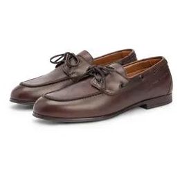 Bootsschuh Tommy Hilfiger "FLEXIBLE SLIM LEATHER BOAT SHOE", Herren, Gr. 45, dunkelbraun, Nappaleder, unifarben, Schuhe Bootsschuh, Schn&uuml;rschuh, Halbschuh mit Mokassinnaht