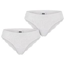 Panty Urban Classics "Urban Classics Ladies Allover Lace Brazilian 2-Pack", Damen, Gr. M, wei&szlig;, wei&szlig;, 90% Nylon, 10% Elasthan, unifarben, Unterhosen Panty