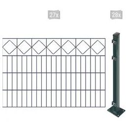 Doppelstabmattenzaun Arvotec "EASY 80 zum Aufschrauben "Karo" mit Zierleiste", grau (anthrazit), H:80cm, Kunststoff, Stahl, Zaunelemente, Zaunh&ouml;he 80 cm, Zaunl&auml;nge 2 - 60 m