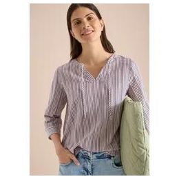 Shirtbluse Cecil, Damen, Gr. M (40), sweet grape rot, Web, 100% Baumwolle, gestreift, klassisch normal, Rundhals, B&uuml;ndchen, Blusen, mit 3/4 &Auml;rmeln