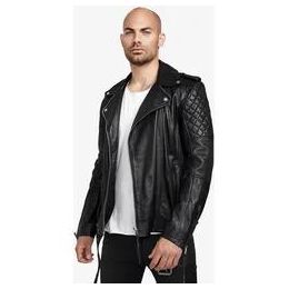 Lederjacke Trueprodigy "Simba Abgesteppte Details an der Schulter und Logo Applikation", Herren, Gr. S, schwarz, Obermaterial: 100% Schafsleder sheepskin., slim fit, Jacken