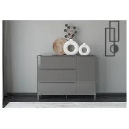 Sideboard "Reno", anthrazit matt lack, glas anthrazit glanz, B:137cm H:106cm T:42cm, Glas, Holzwerkstoff, SET ONE BY Musterring, Sideboards, Sideboard, Mit Vierkantfu&szlig; in diversen Farben, 106 cm H&ouml;he & Farbauswahl