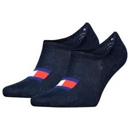 F&uuml;&szlig;linge Tommy Hilfiger "TH UNI TJ FOOTIE 2P FLAG", Herren, Gr. 43-46, blau (schwarz navy), Baumwollmischung, Socken, Mit gro&szlig;em Flag-Label vorn