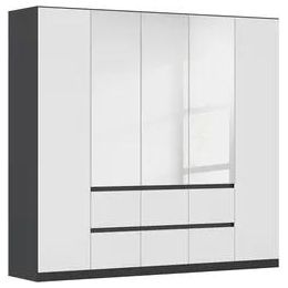 Dreht&uuml;renschrank Rauch "Schrank Garderobe MAINZ Breiten 91/136/181/226/271/315/360, H&ouml;he 210cm", graumetallic, alpinwei&szlig;, B:226cm H:210cm T:54cm, Holzwerkstoff, Schr&auml;nke, Dreht&uuml;renschrank, grifflose Front, Au&szlig;ent&uuml;ren mit Push-to-Open Funktion MADE IN GERMANY
