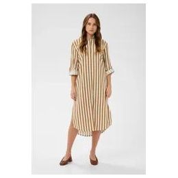 Hemdblusenkleid SAINT TROPEZ "ZalindaSZ Shirt Dress", Damen, Gr. S, N-Gr, tiger's eye ice stripe, Web, Obermaterial: 100% Baumwolle, gestreift, ca. Mitte Wade, mit Aufschlag, Kleider
