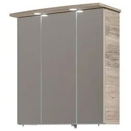 Spiegelschrank SAPHIR "mit 2 LED-Strahler und 6 Einlegeb&ouml;den", sanremo eiche terra quer nachbildung, B:65cm H:72cm T:20cm, Holzwerkstoff, Schr&auml;nke, Spiegelschrank