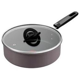 Schmorpfanne Tefal "Ceramic Control Grey", grau, B:25,5cm H:11,7cm L:41,7cm &Oslash;:24cm, Pfannen, Schmorpfanne, Keramikbeschichtung, Induktion, Thermo-Signal Temperaturanzeiger