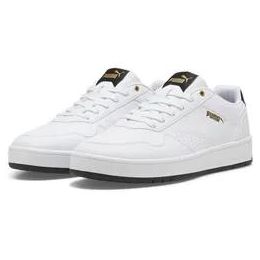 Sneaker Puma "Court Classic Sneakers Erwachsene", Damen, Gr. 41, wei&szlig; schwarz gold, Obermaterial: Synthetik. Futter: Textil. Innensohle: Textil. Laufsohle: Gummi, Schuhe Sneaker