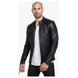 Lederjacke Trueprodigy "Franky Abgesteppte Details an der Schulter und Logo Applikation", Herren, Gr. XL, schwarz, Obermaterial: 100% Schafsleder sheepskin., slim fit, Jacken
