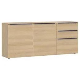 Kommode Tom Tailor HOME, light oak, B:165cm H:74cm T:42cm, Holzwerkstoff, Melamin, Spanplatte, Sideboards, Kommode, Lowboard, Breite 165 cm,3 T&uuml;ren,2 Schubladen, viel Stauraum