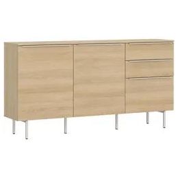 Kommode Tom Tailor HOME, light oak, B:165cm H:74cm T:42cm, Holzwerkstoff, Melamin, Spanplatte, Sideboards, Kommode, Lowboard, Breite 165 cm,3 T&uuml;ren,2 Schubladen, viel Stauraum