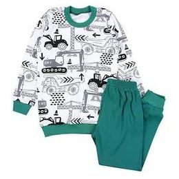 Schlafanzug TUPTAM "Schlafanzug Kinder Jungen Pyjama Set Langarm 2-teilig", M&auml;dchen, Gr. 116, gr&uuml;n (bagger, gr&uuml;n), Obermaterial: 100% Baumwolle CO., Homewear-Sets Schlafanzug