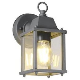 Trio LEUCHTEN Au&szlig;en-Wandleuchte "MIRANDE, Hauswand Leuchte Laterne mit Glasschirm, exkl 1x E27 max 40W", anthrazit, 1, H: 22,5cm, 1 Stk., Leuchten, IP23, Outdoor Wandlampe f&uuml;r wechselbare Leuchtmittel H&ouml;he 23cm